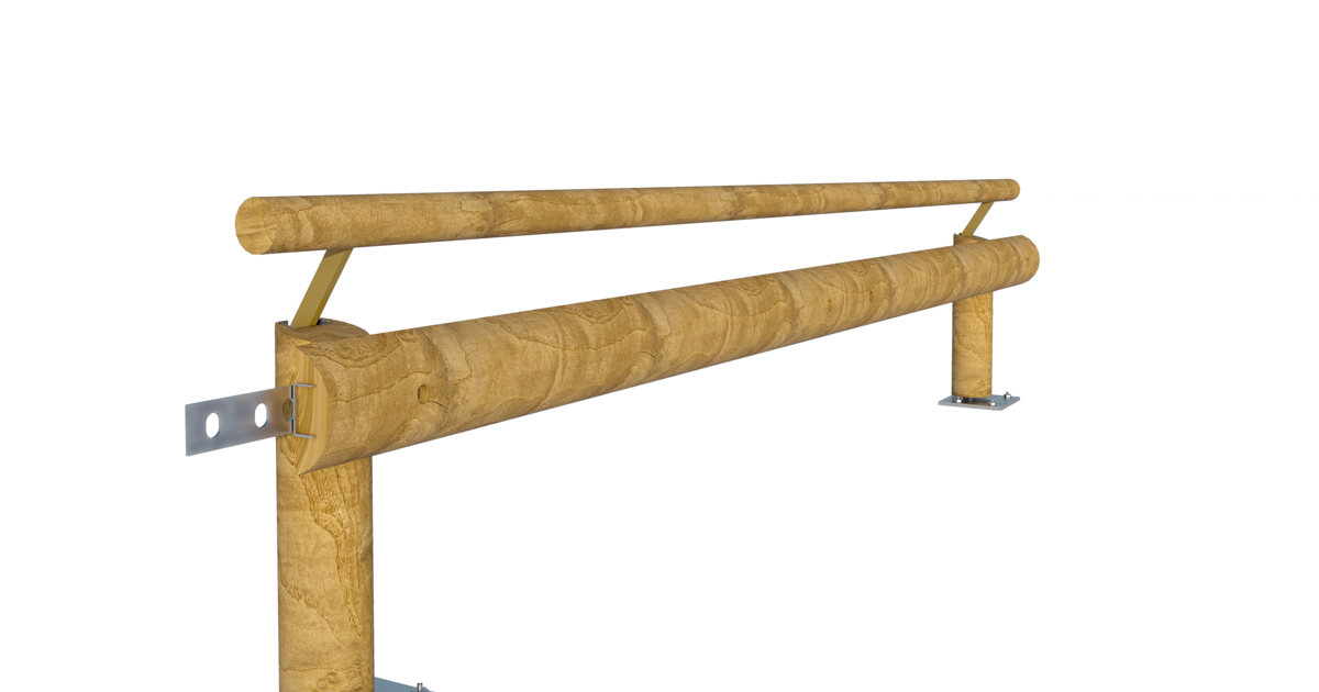 Barriera legno acciaio T22 con corrimano pedonale